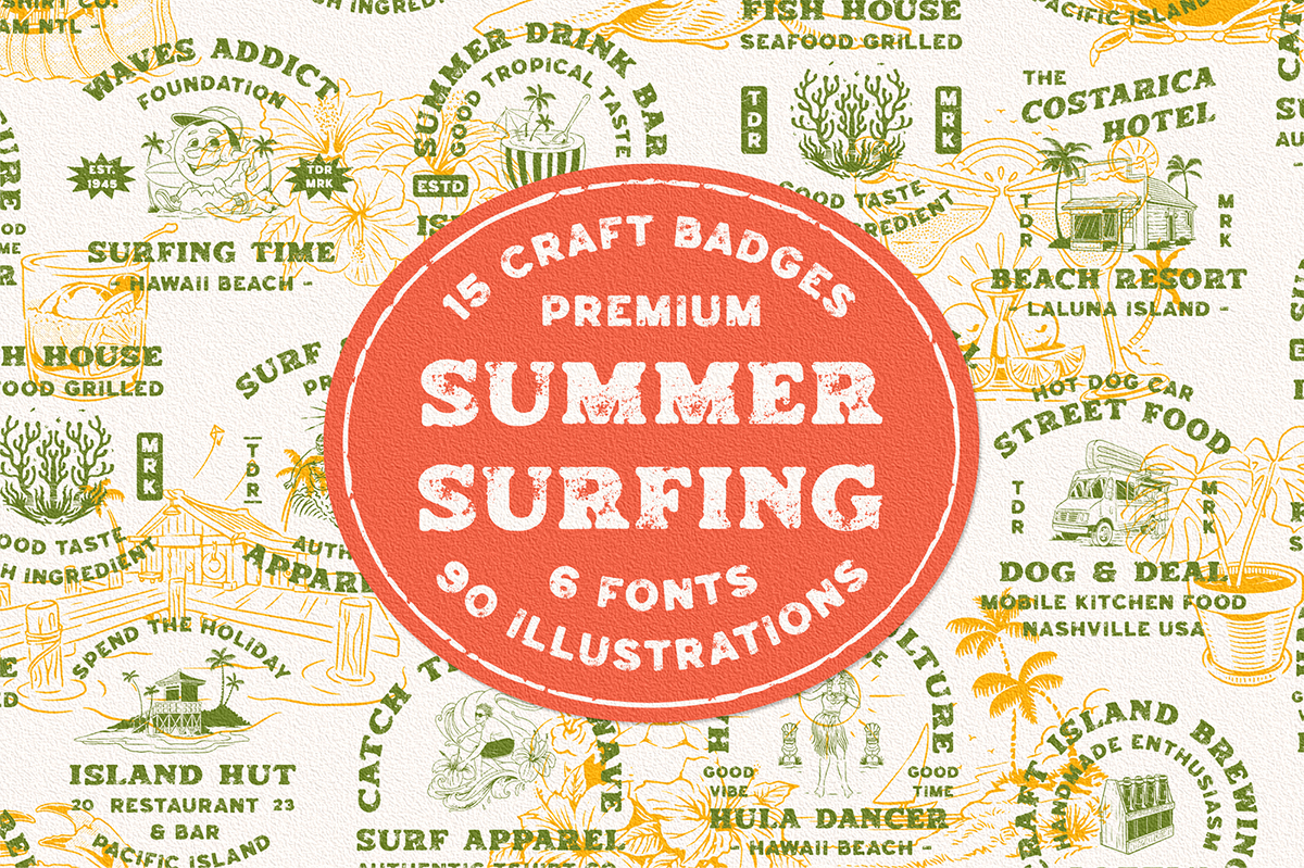 Summer & Beach Themed Badge Design Template